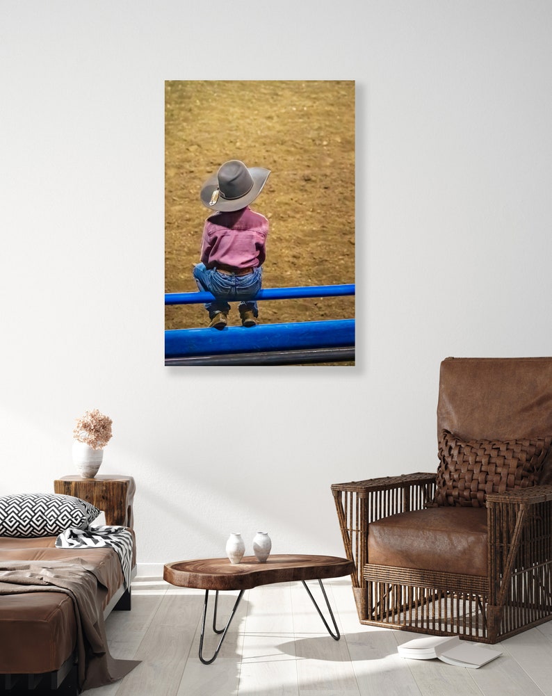 Child Cowboy Watching a Rodeo, Little Boy Dreaming, Cowboy Wall Art ...
