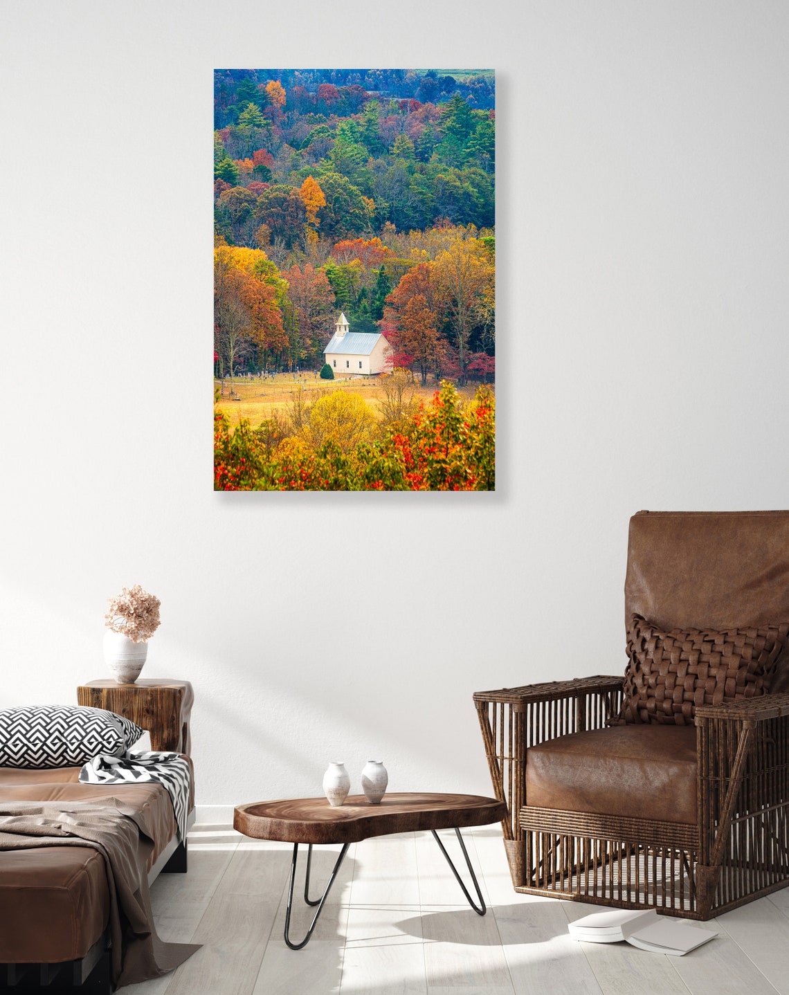 Country Church in Cades Cove, Great Smoky Mountains, Autumn Fall Colors ...