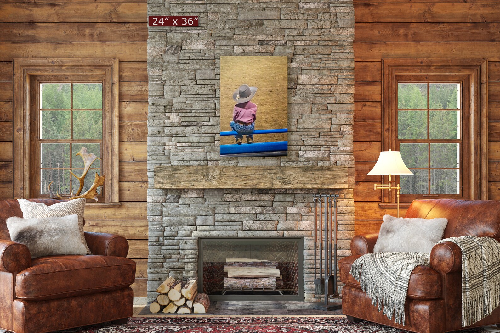 Child Cowboy Watching a Rodeo, Little Boy Dreaming, Cowboy Wall Art ...