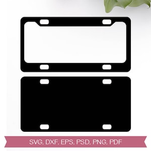 Car license plate and frame template set printable craft cut | Etsy