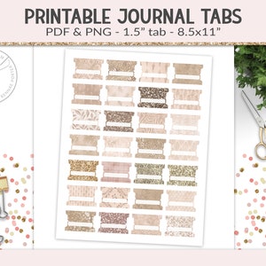 Printable Tabs, Fold-over Tabs, PNG Cut File Collage Sheet, Planner ...
