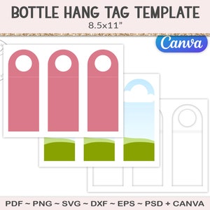 Bottle Gift Tag Template, Party Printable, 7.5 Wine or Water Bottle ...
