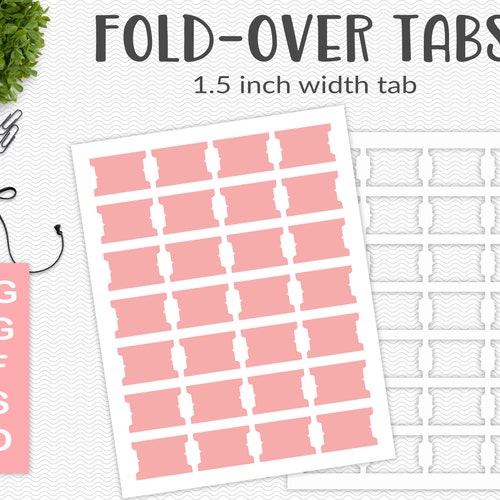 Tabs Template Blank Fold-over Tabs Svg Cut File Planner - Etsy