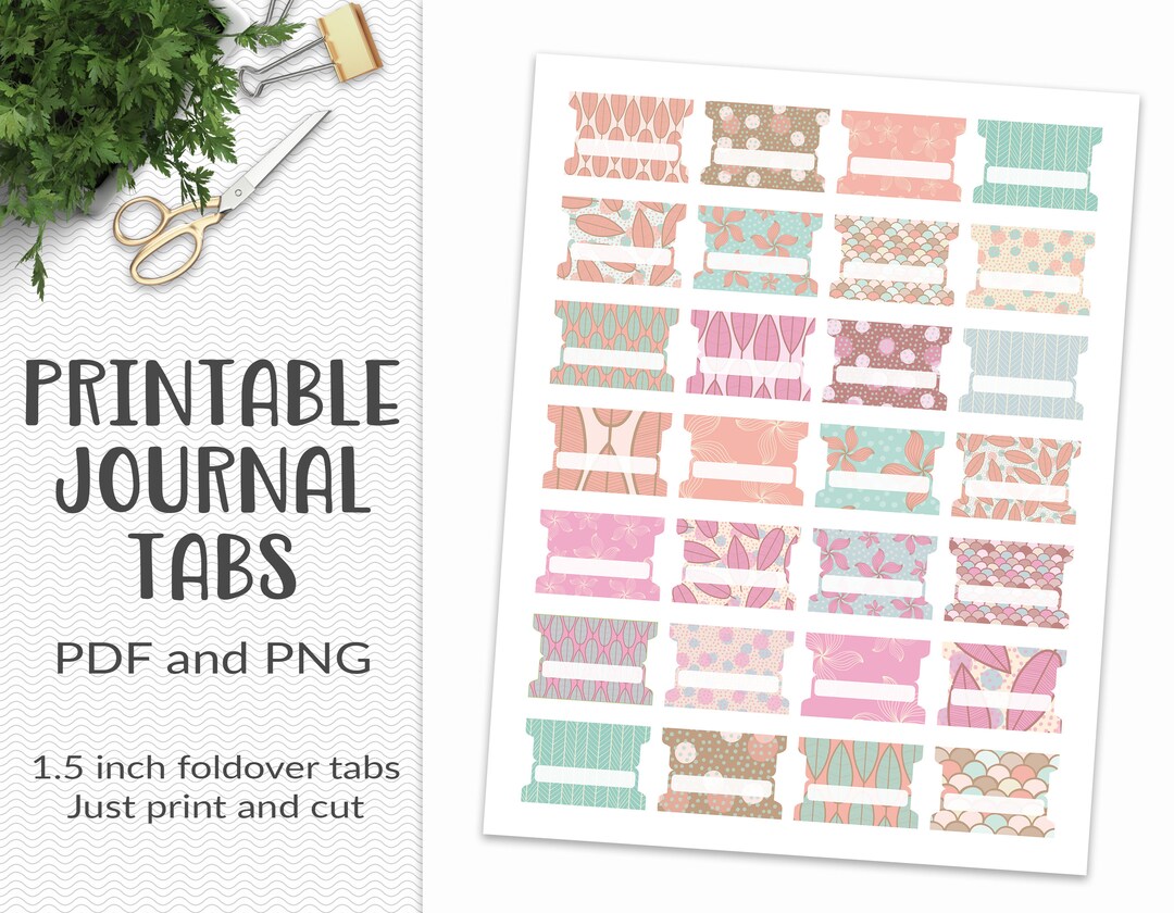 Printable Tabs Fold-over Tabs PNG Cut File Collage Sheet - Etsy