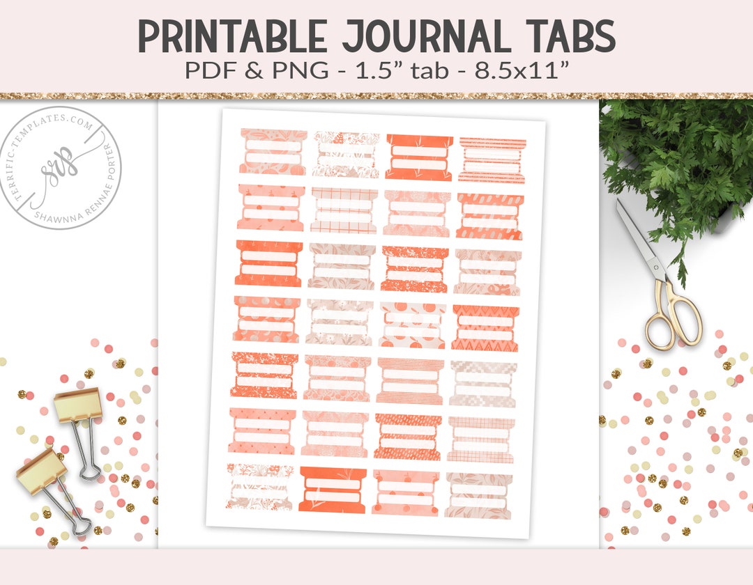 Printable Tabs, Fold-over Tabs, PNG Cut File Collage Sheet, Planner ...