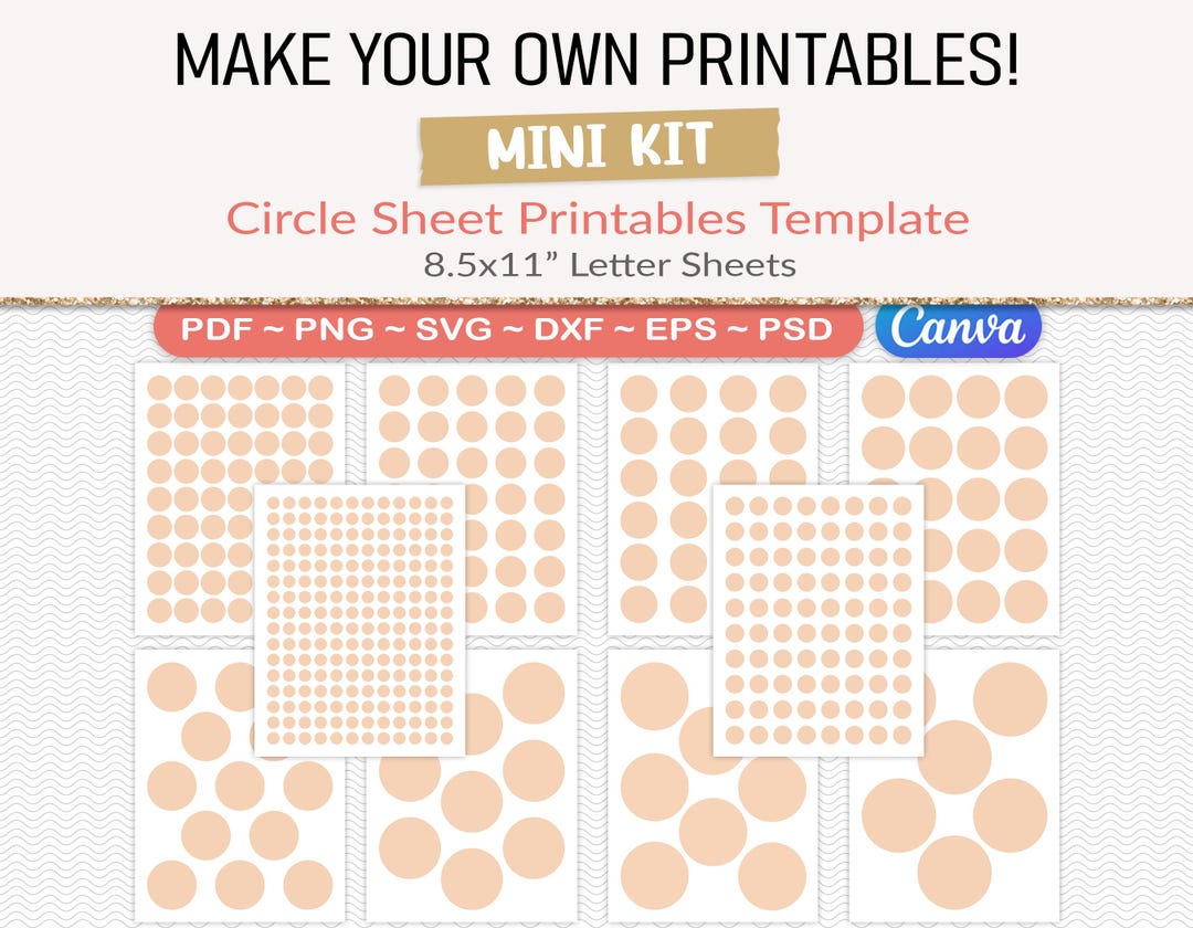 Circle Collage Template Bundle, 10 Sheets, Cameo Pendant Craft Template ...