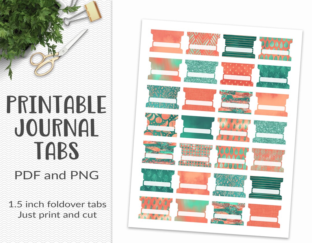 Printable Tabs Fold-over Tabs PNG Cut File Collage Sheet - Etsy