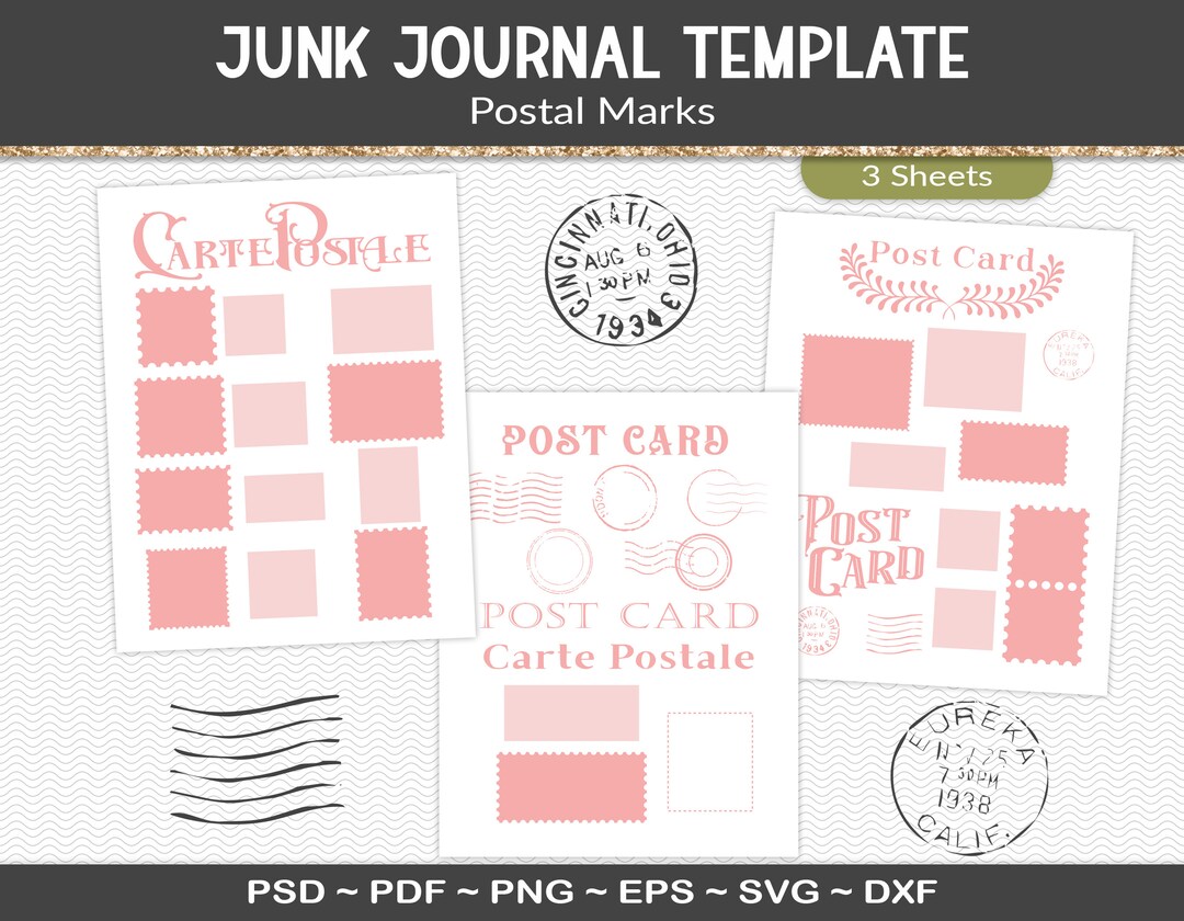 Postage Stamp Template, Post Stamp SVG, Cutting File, Junk Journal ...
