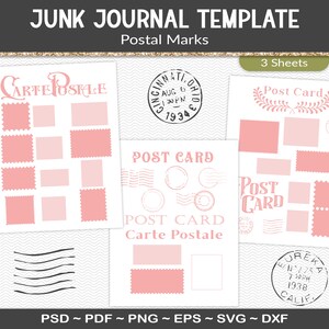 Postage Stamp Template, Post Stamp SVG, Cutting File, Junk Journal ...