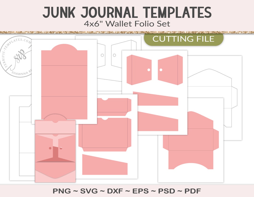 Folio Set Template, Folding Junk Journal Folio, Printable Craft Supply ...