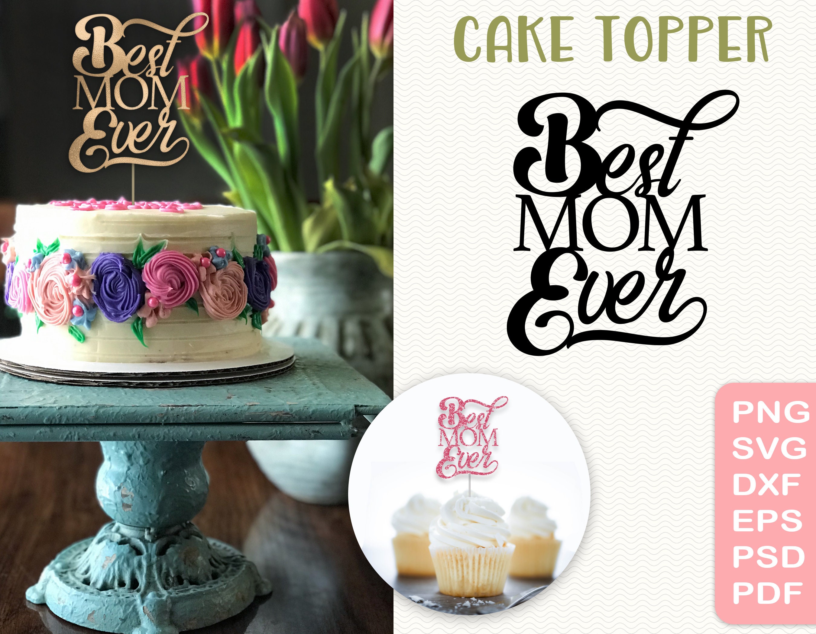 Happy Mother's Day Cake Topper Digital Party Printable - Etsy