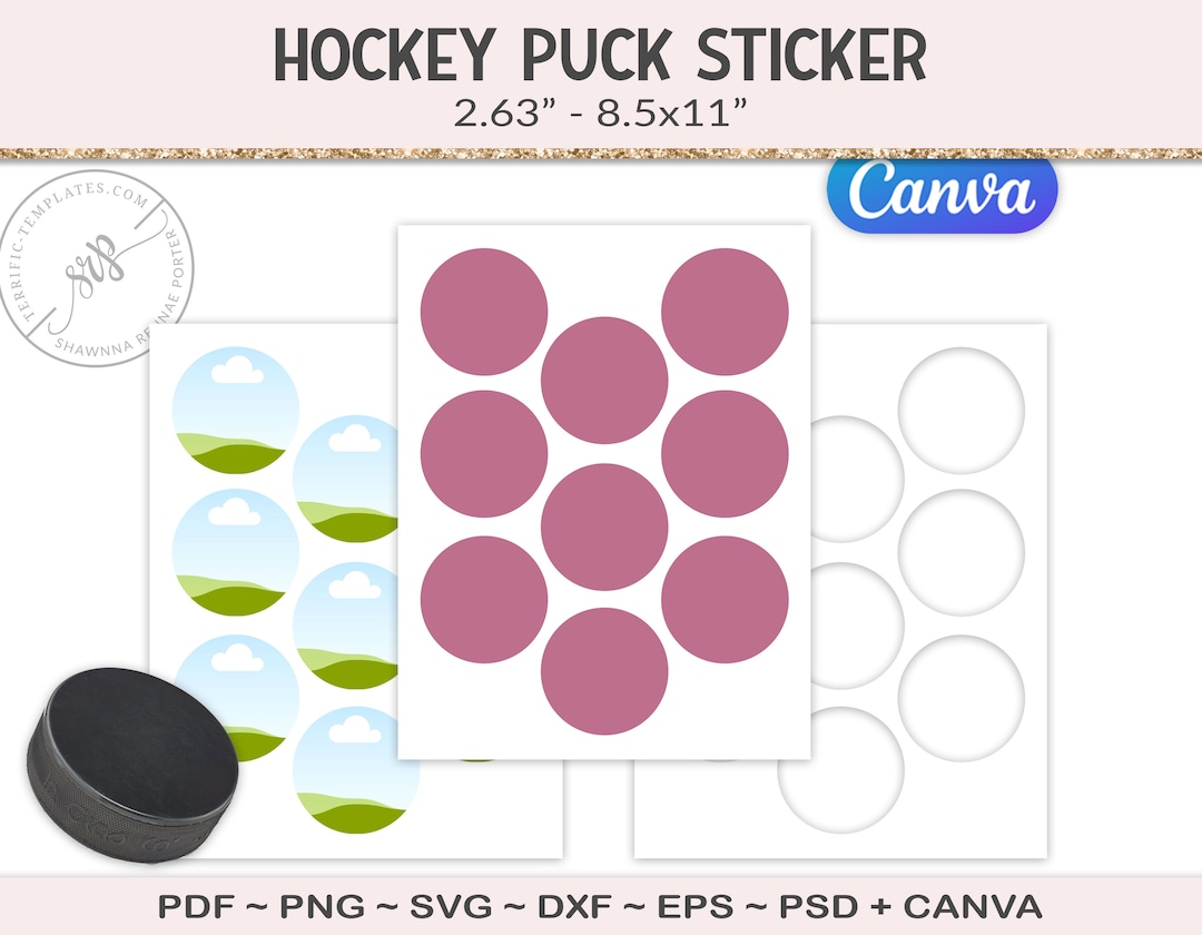 Hockey Puck Sticker Template, Printable Craft Template, Svg Cutting ...