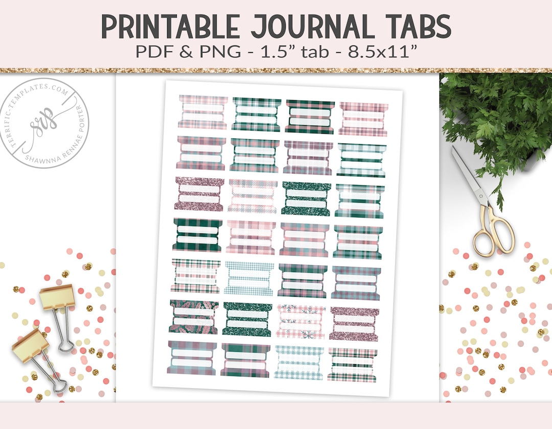Printable Tabs, Fold-over Tabs, PNG Cut File Collage Sheet, Planner ...
