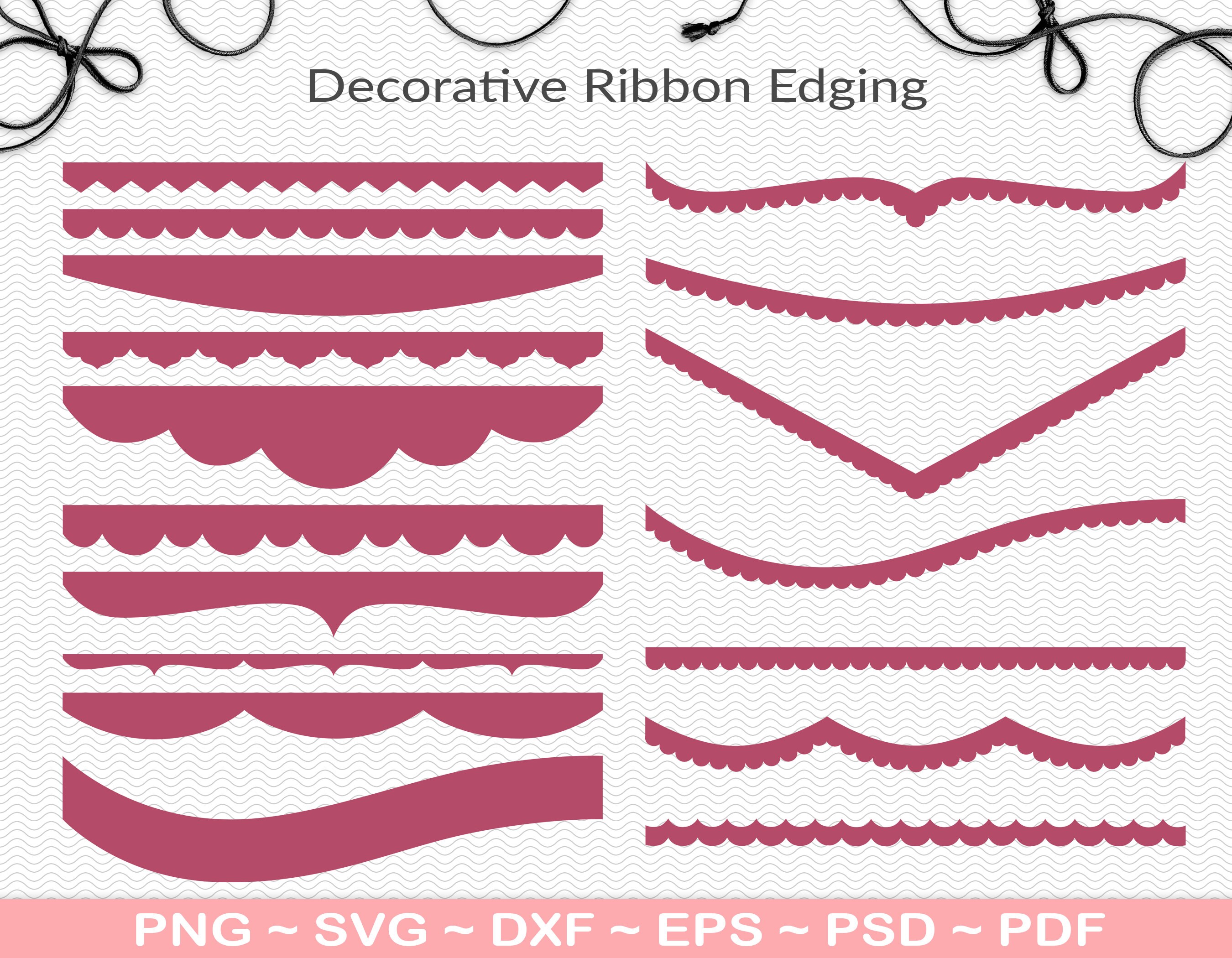 SVG Decorative Ribbons Printable Craft Template Cutting - Etsy