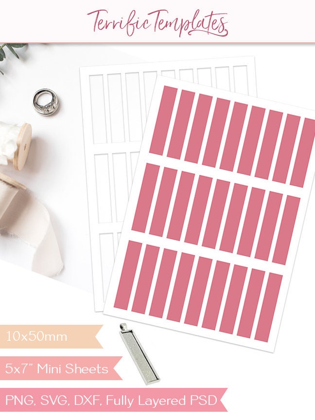 10x50mm jewelry pendant tray template tile collage sheet on | Etsy