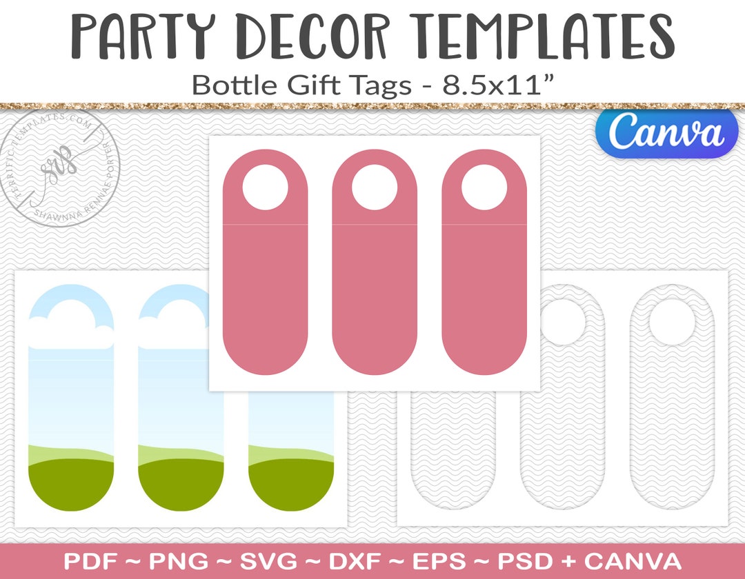 Bottle Gift Tag Template Party Printable 7.5 Wine or - Etsy