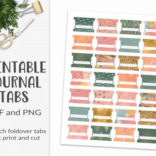 Printable Tabs Fold-over Tabs PNG Cut File Collage Sheet - Etsy