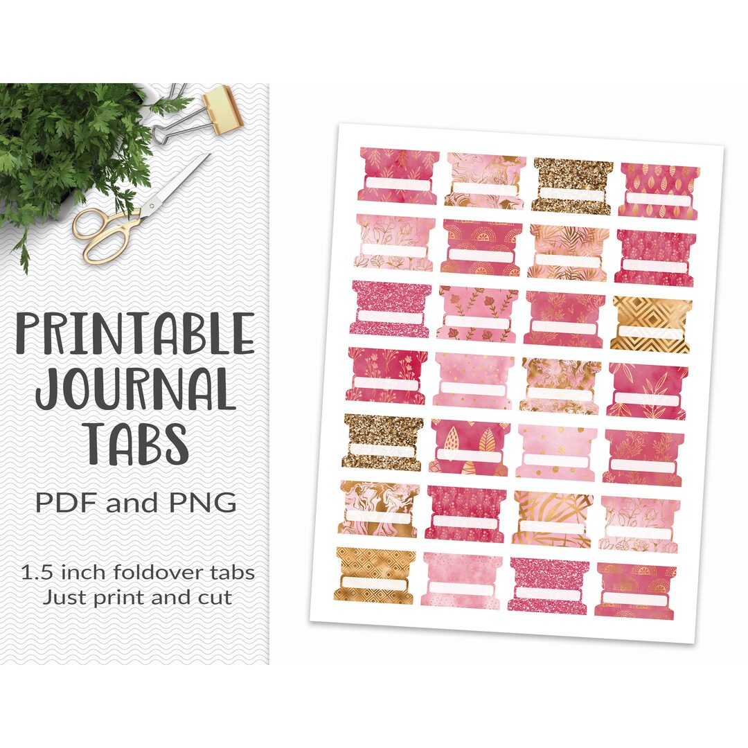 Printable Tabs Fold-over Tabs PNG Cut File Collage Sheet - Etsy