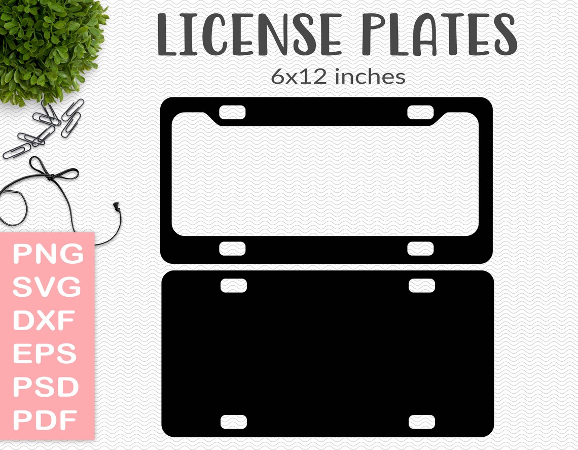 Car License Plate and Frame Template Set Printable Craft Cut - Etsy
