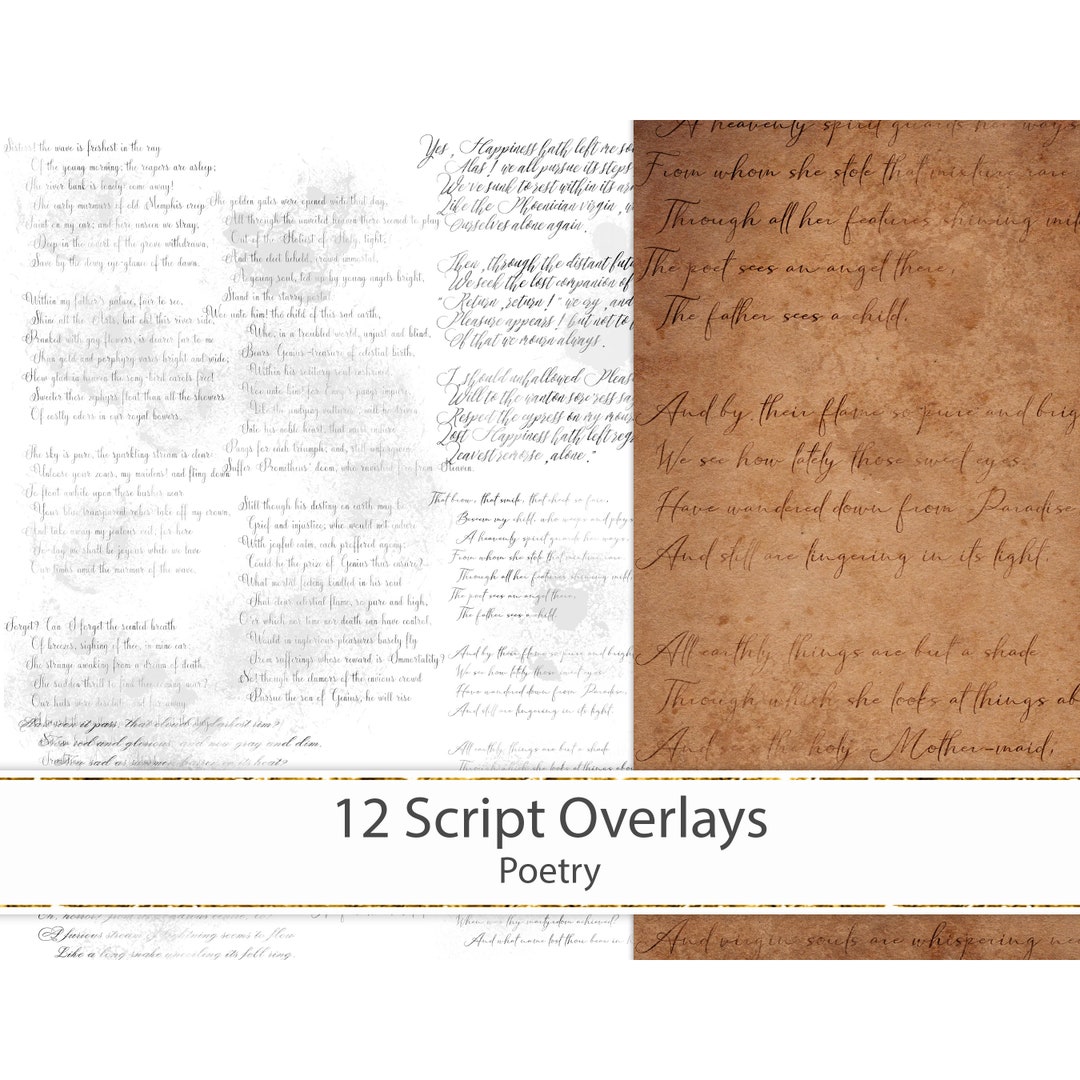 Grungy Script Overlays PNG Handwriting Text Clipart Ink - Etsy