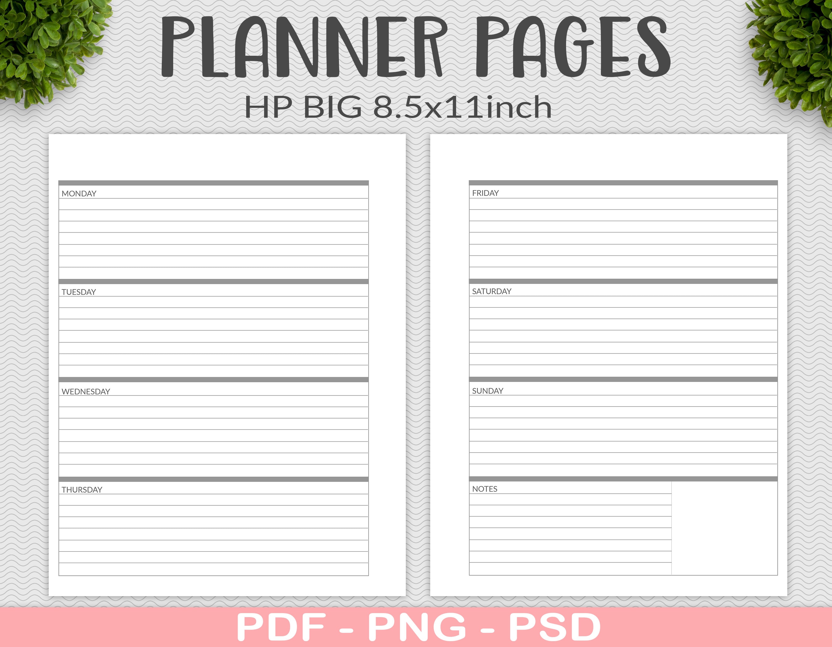 Editable Weekly Horizontal Planner Template Happy Planner Big - Etsy