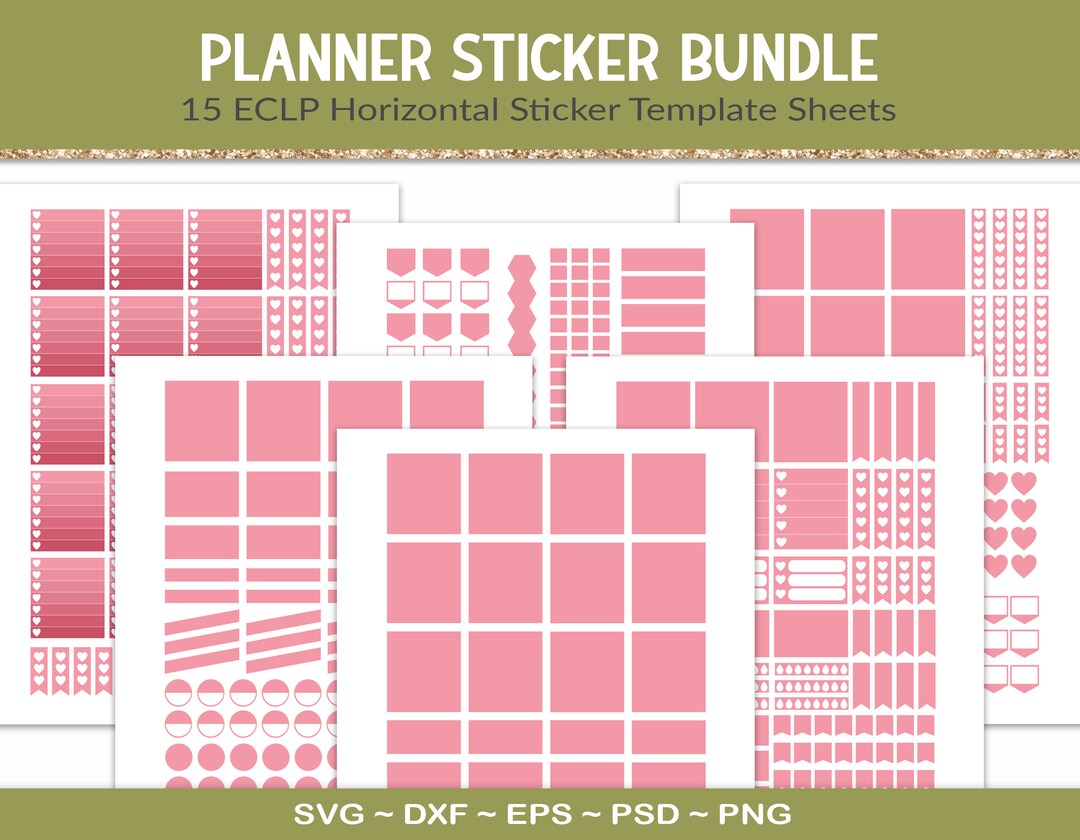 Planner Sticker Bundle, 15 Template Sheets for EC Horizontal ...
