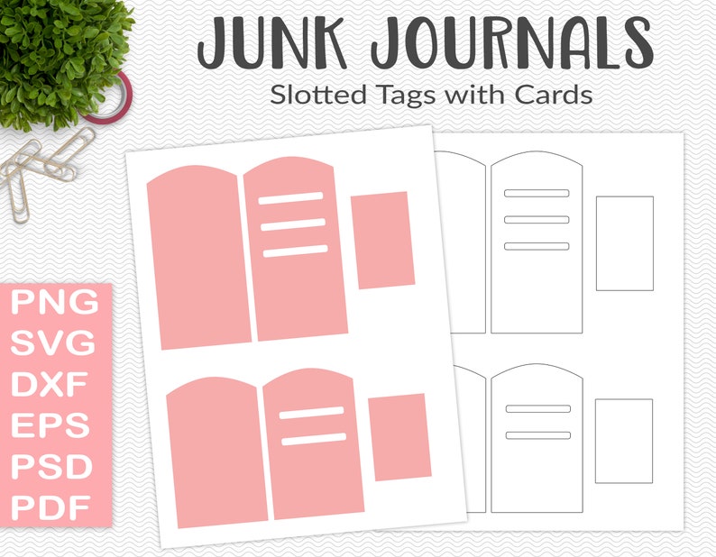 Slotted Tag Set Junk Journal Template Blank SVG Cutting - Etsy