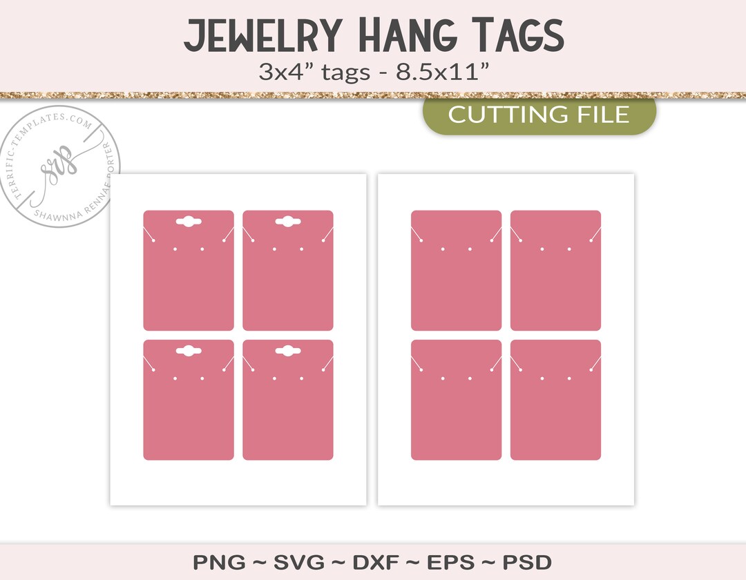 Necklace and Earring Display Template, 3x4" Jewelry Hang Tag Packaging ...