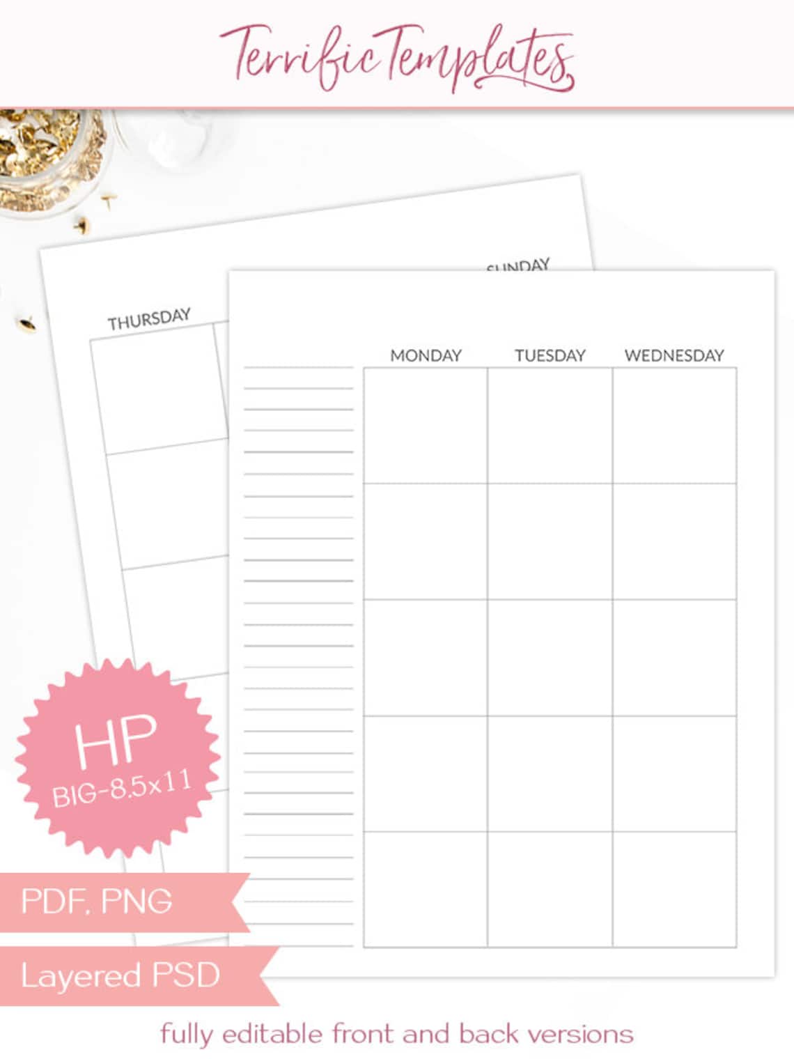 Editable monthly planner template Happy Planner Big journal | Etsy