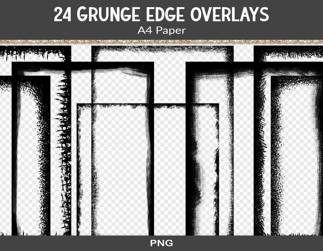 Grunge Edge Scrapbook Overlays, Black Paper Frame Overlay, A4 Size Png ...