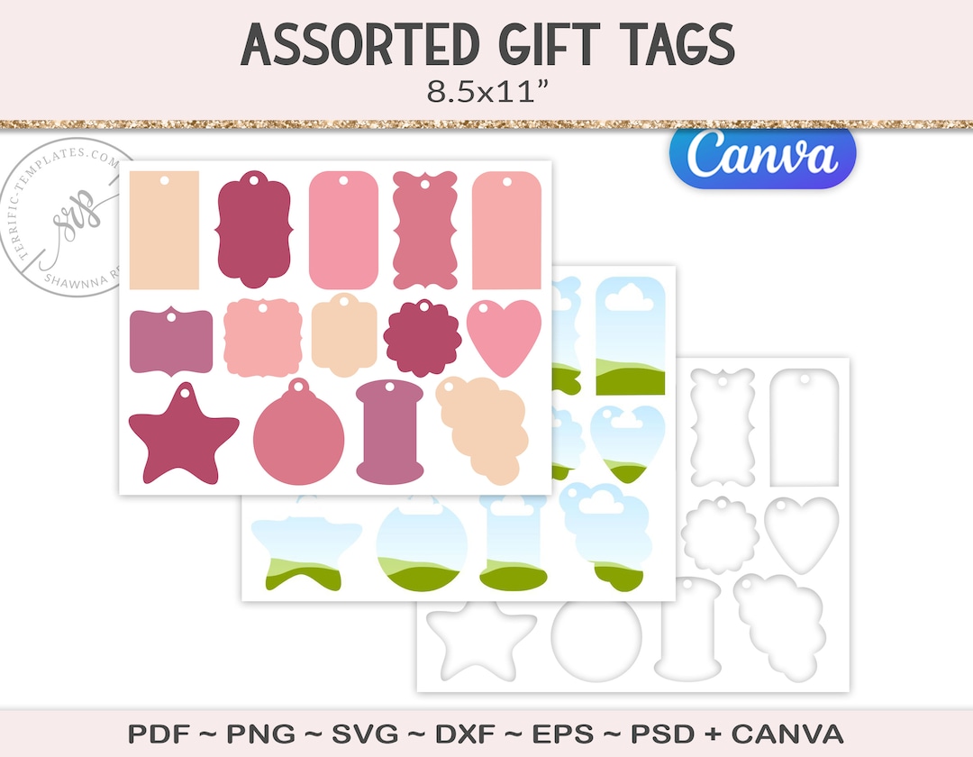 Gift Tag SVG Cutting Files, Printable Craft Cut File, 14 Tag Designs ...