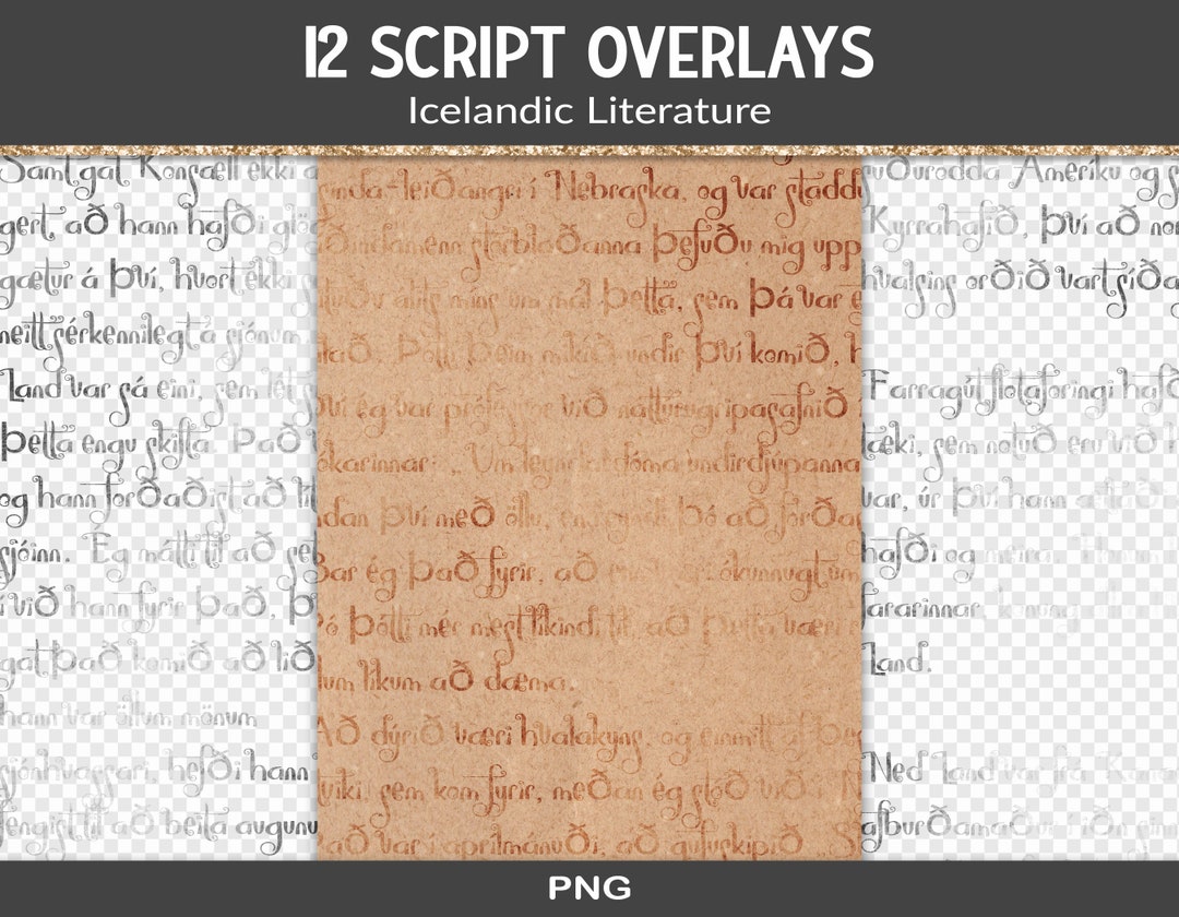 Faded Icelandic Script Overlays, PNG Handwriting Text, Ink Writing ...