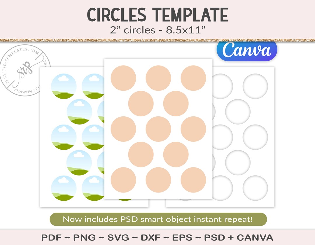 2" Circle Collage Template, Blank Keychain Circle Rounds, Party ...