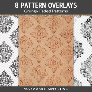 Grungy Pattern Overlays, PNG Paper Patterns, Damask Overlays ...