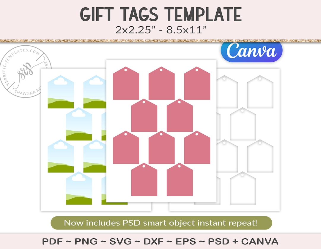2 Square Gift Tag Template, Party Printable, 2 Inch Present Tag, Blank ...