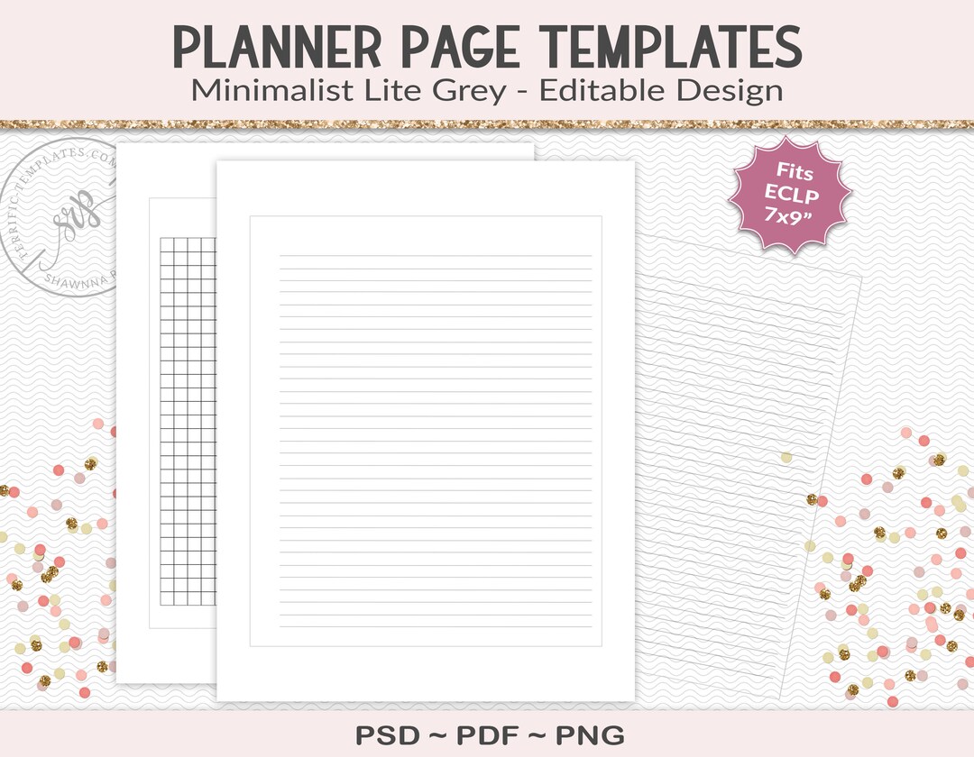 Editable Notes and Grid Template for Ring Binder Journal, ECLP ...