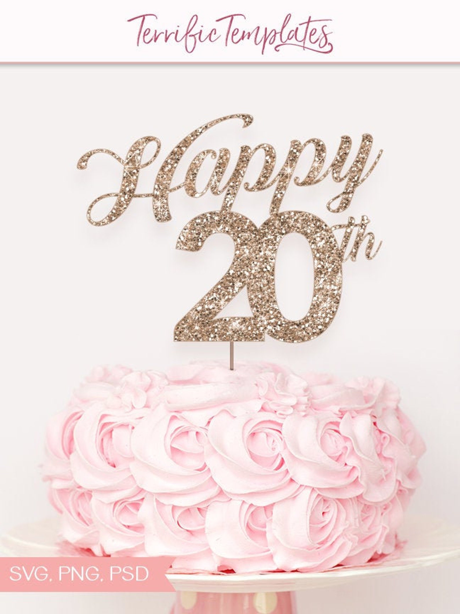 Happy 20th Birthday Cake Topper Anniversary Digital Graphic | Etsy