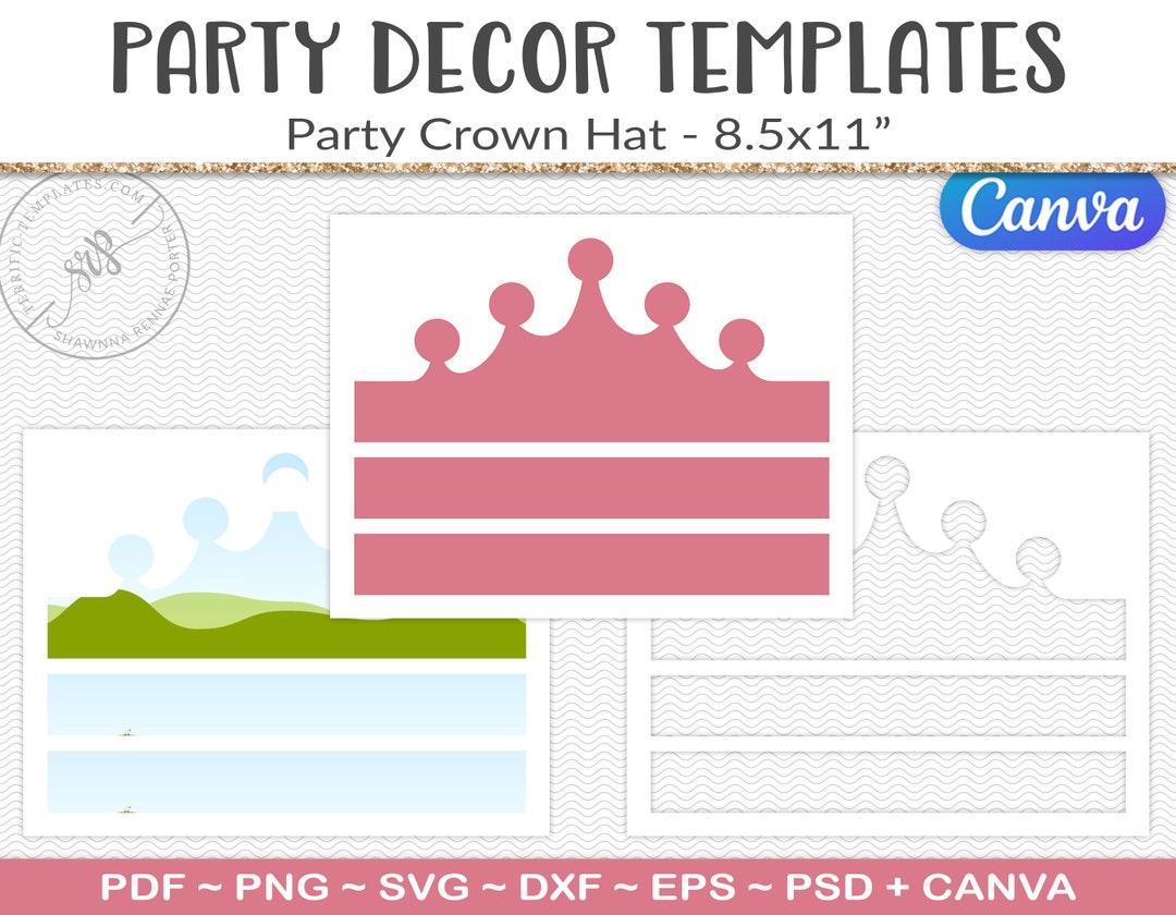 Crown Party Hat Template Party Printable Kid's Birthday - Etsy