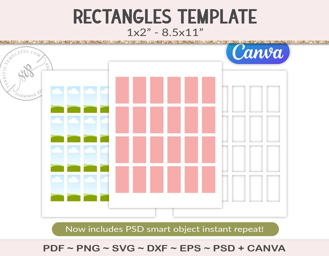 Domino Collage Sheet Template, 1x2" Craft Template Printable, Cut File ...