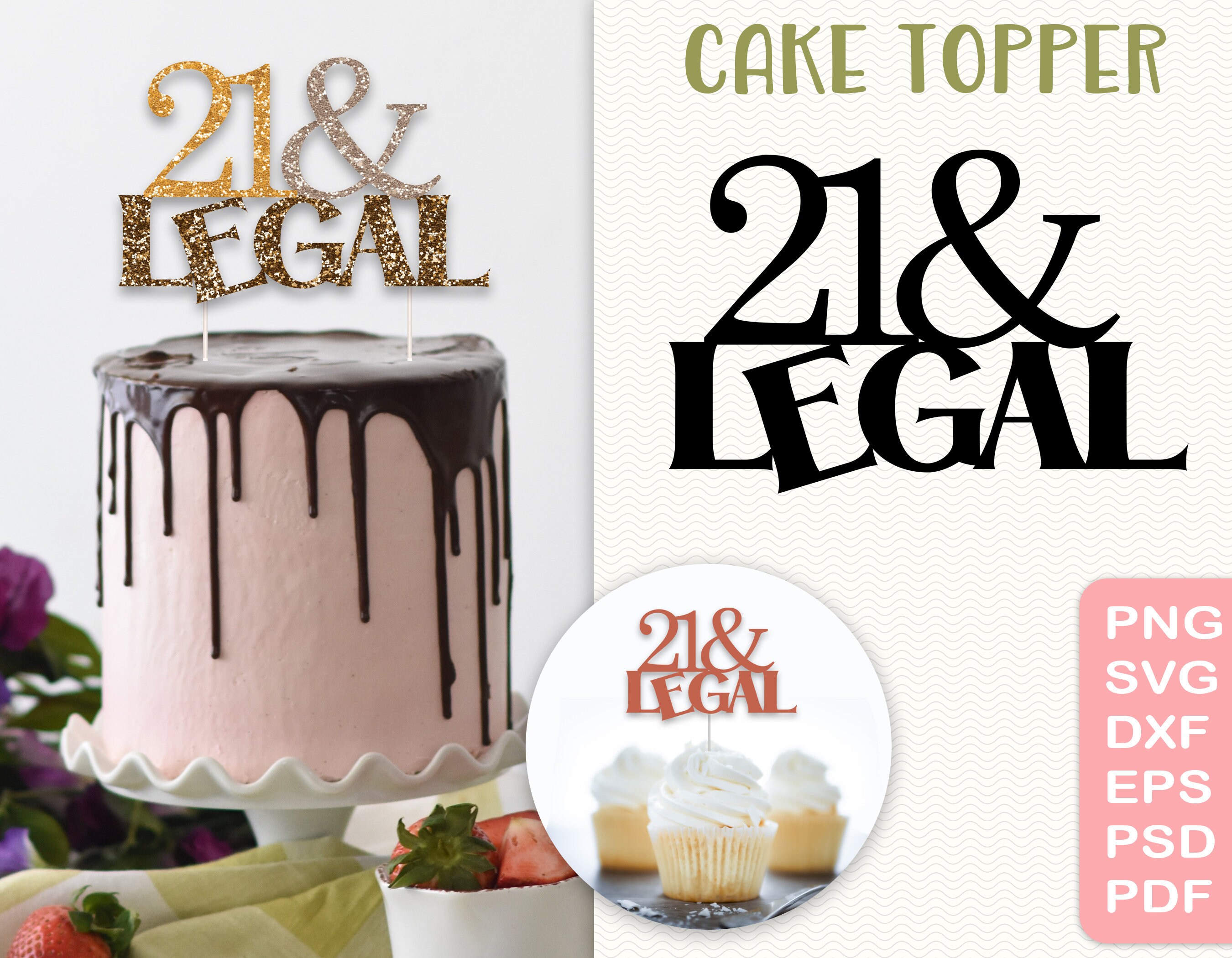 21 and Legal Cake Topper Happy Birthday Party Decor Digital - Etsy