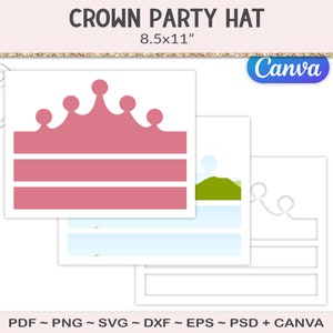 Crown Party Hat Template, Party Printable, Kid's Birthday, Cutting File ...