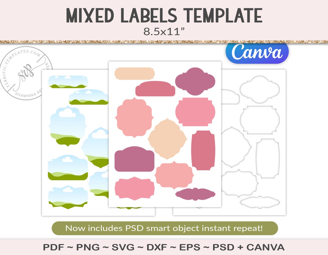 3" Assorted Label Template, Sticker Sheet, Tags, Party Printable Craft ...
