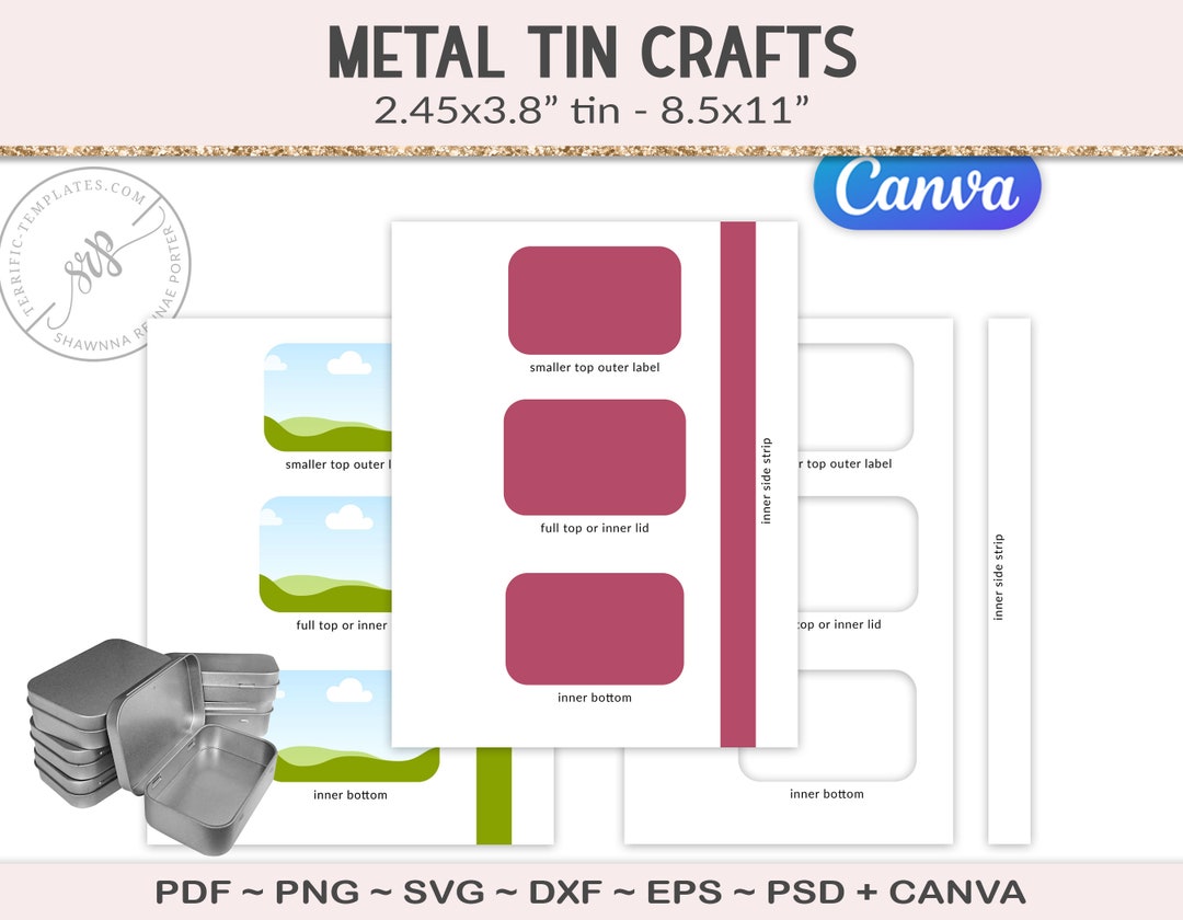 Metal Tin Label Template, Inner and Outer Labels, Printable Craft Page ...