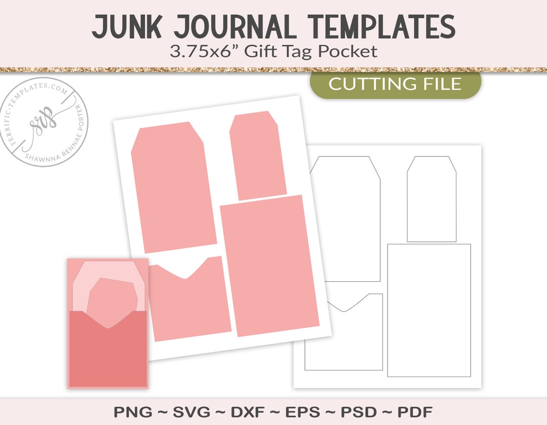 Pocket Card Junk Journal Template Set, 3.75x6 Pocket Envelope, SVG ...