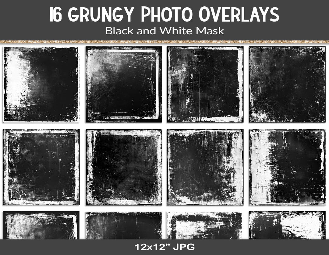 Grunge Photo Overlays, Black Gritty Textures, Photoshop Overlays ...