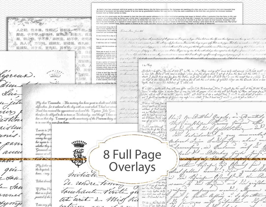 Grungy Letter Overlays PNG Text Pages Faded Overlays - Etsy