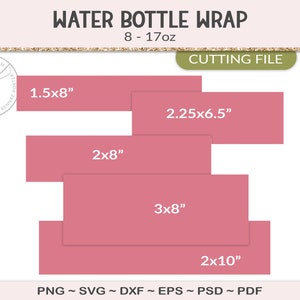 Water Bottle Label Wraps, Party Printable Craft Template, 5 Sizes ...