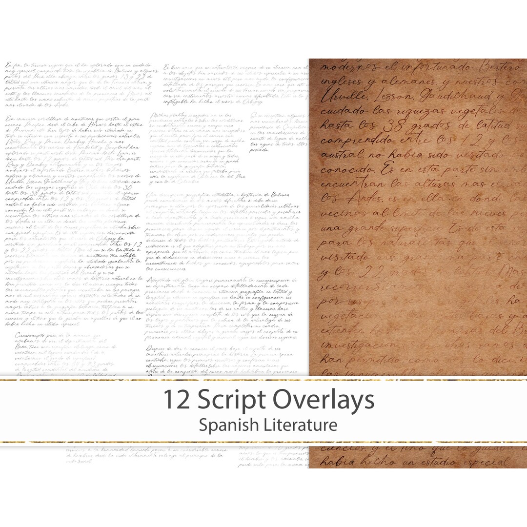 Faded Spanish Script Overlays PNG Handwriting Text Ink - Etsy