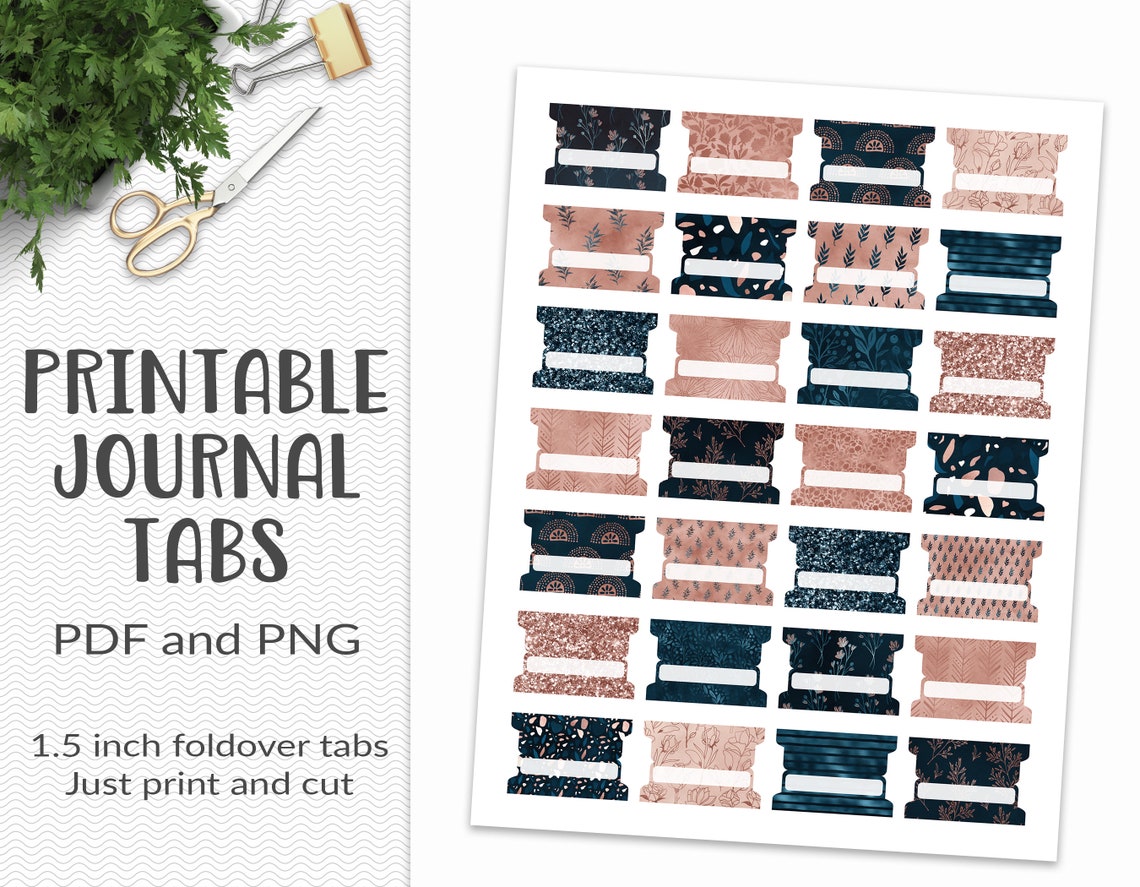 Printable Tabs Fold-over Tabs PNG Cut File Collage Sheet - Etsy