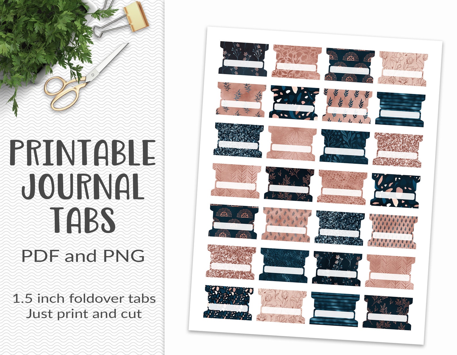 Printable Tabs Fold-over Tabs PNG Cut File Collage Sheet - Etsy UK